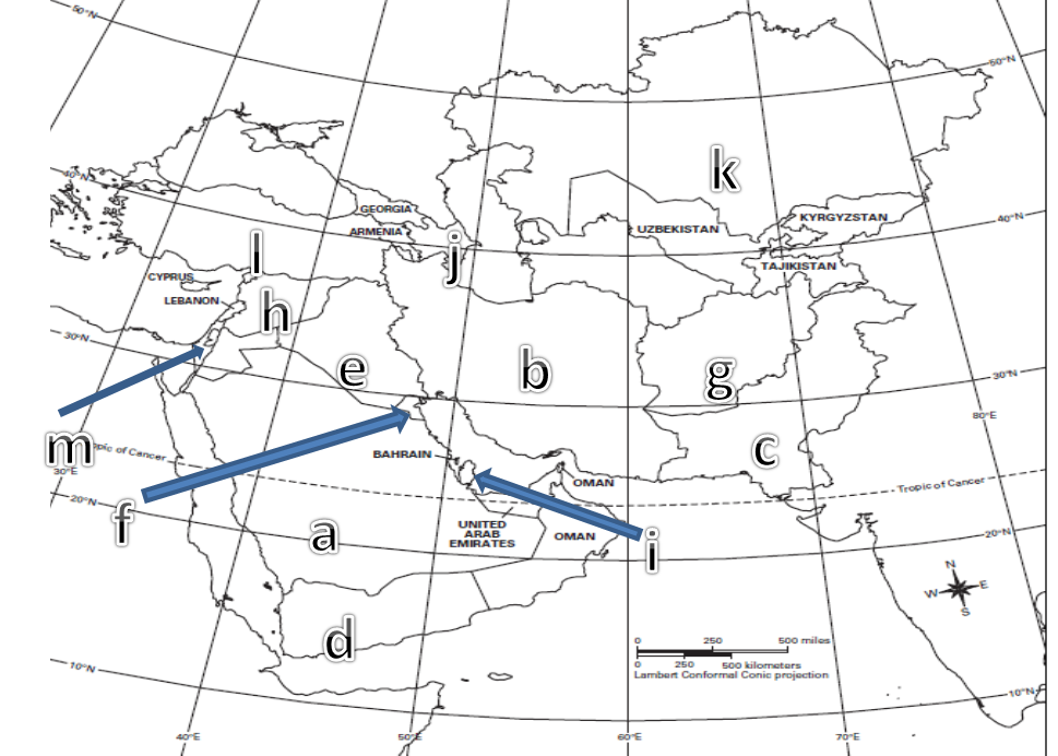 Quia - Southwest and Central Asia Political Map