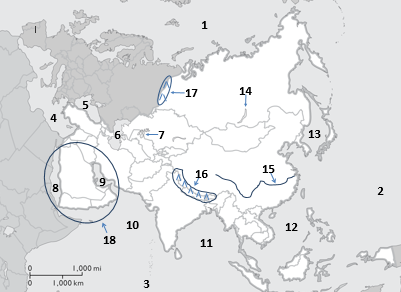 Blank Asia Physical Features Map