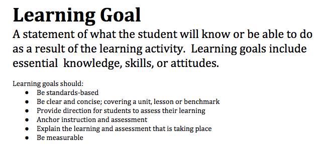 Quia - Marzano Element 1: Learning Goals and Scales Vocabulary